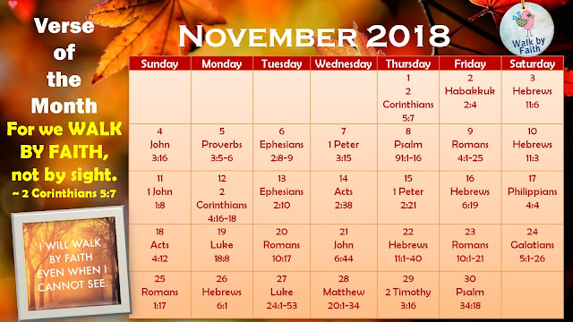 Godly Woman Daily Calendar - NOVEMBER 2018 - Printable Version