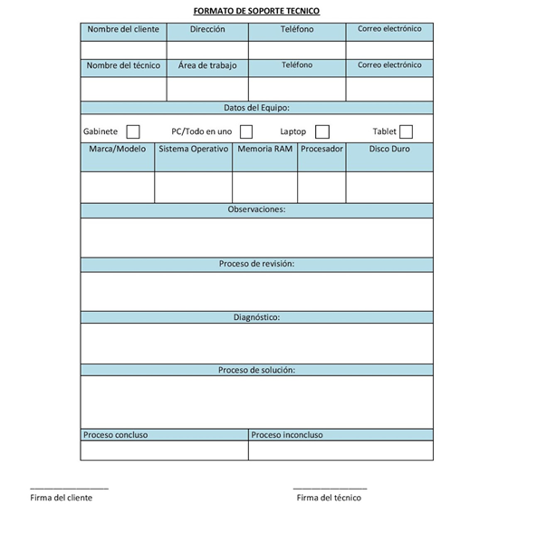 Ejemplo de una bitacora manual para el soporte tecnico | grupos de soporte a distancia