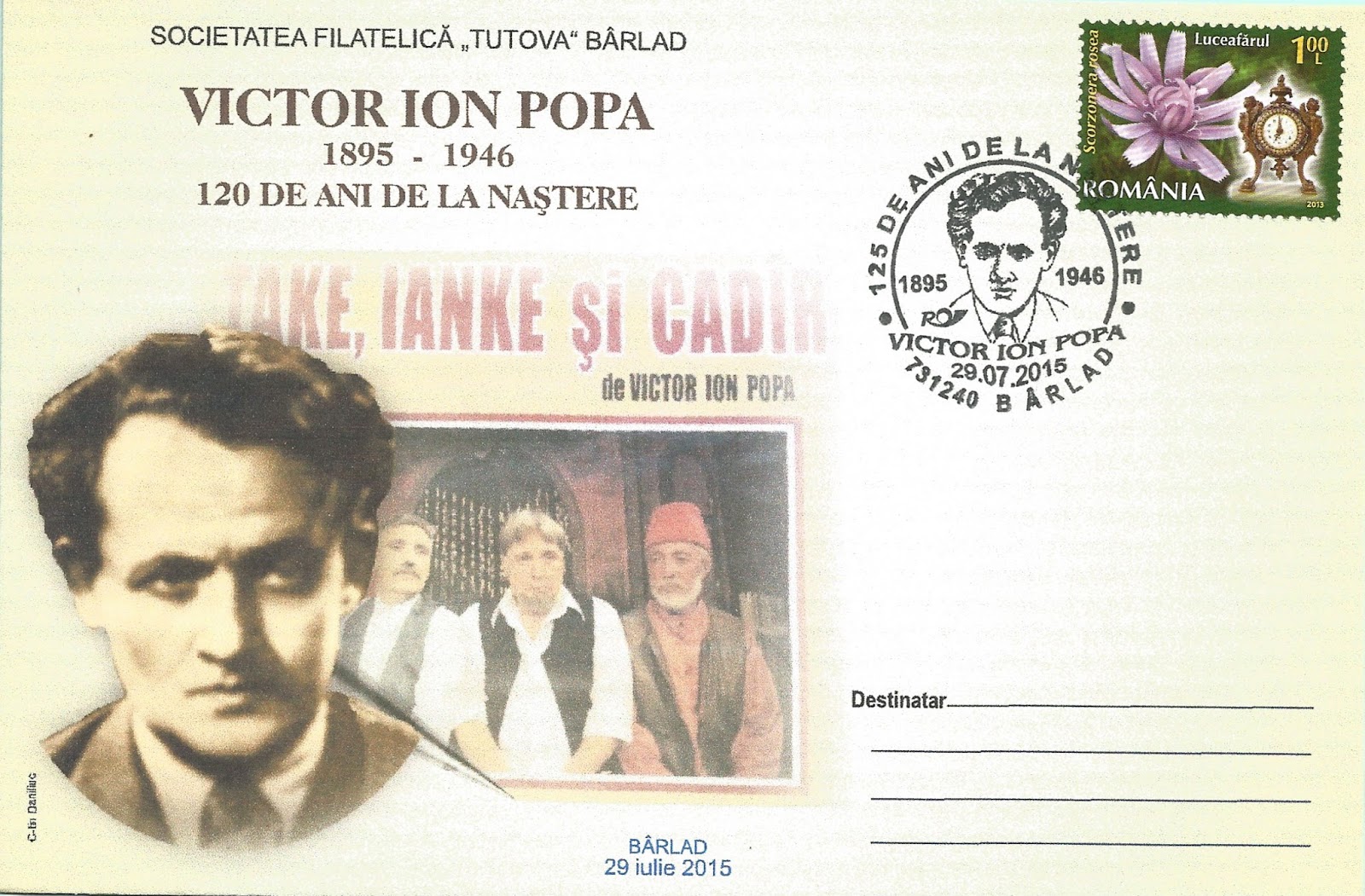 Grupul filateliștilor bârladeni : Aniversare Victor Ion Popa