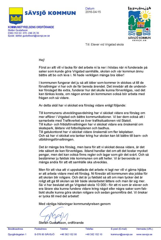 Mitt perspektiv : Idag skickat brev med tiotusen till elever