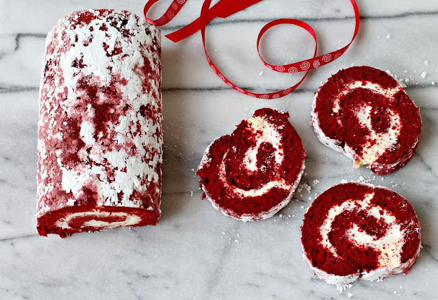 Milk and Honey: Red Velvet Swiss Roll with Mascarpone Cream