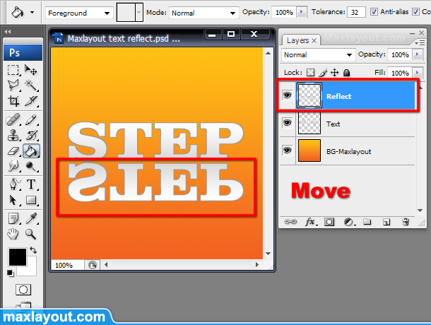 Tip.maxlayout.com: Photoshop: อักษรเงาสะท้อน (Photoshop Text Reflection)