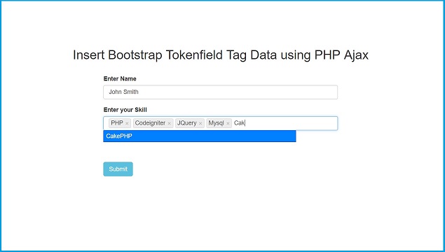 Insert Bootstrap Tokenfield Tag Data Using Php Ajax Webslesson