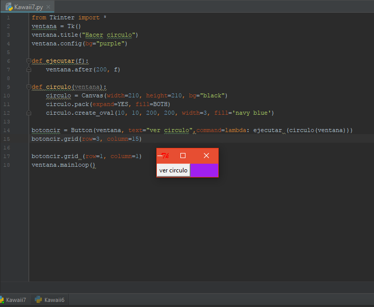 - Ejemplos: Botón con figuras en Python con PyCharm-