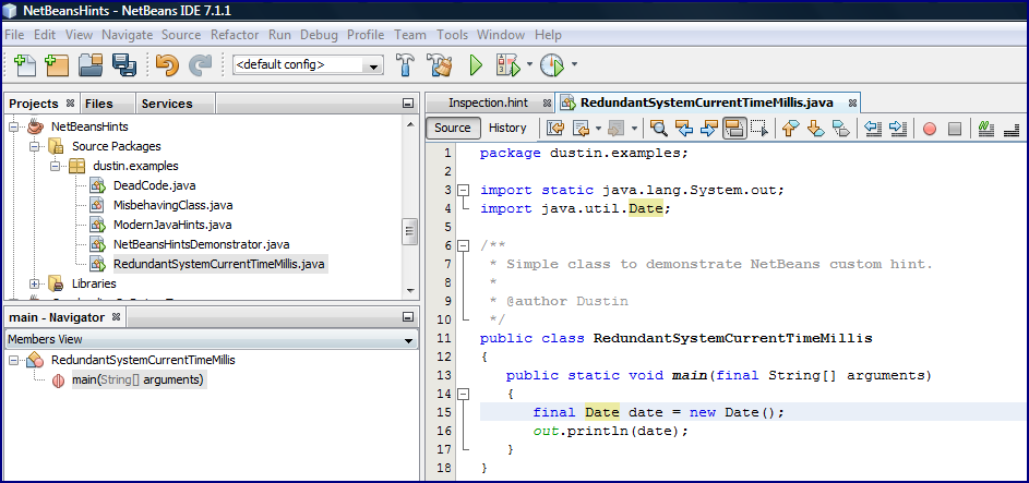 Inspired By Actual Events Creating A Netbeans 7 1 Custom Hint