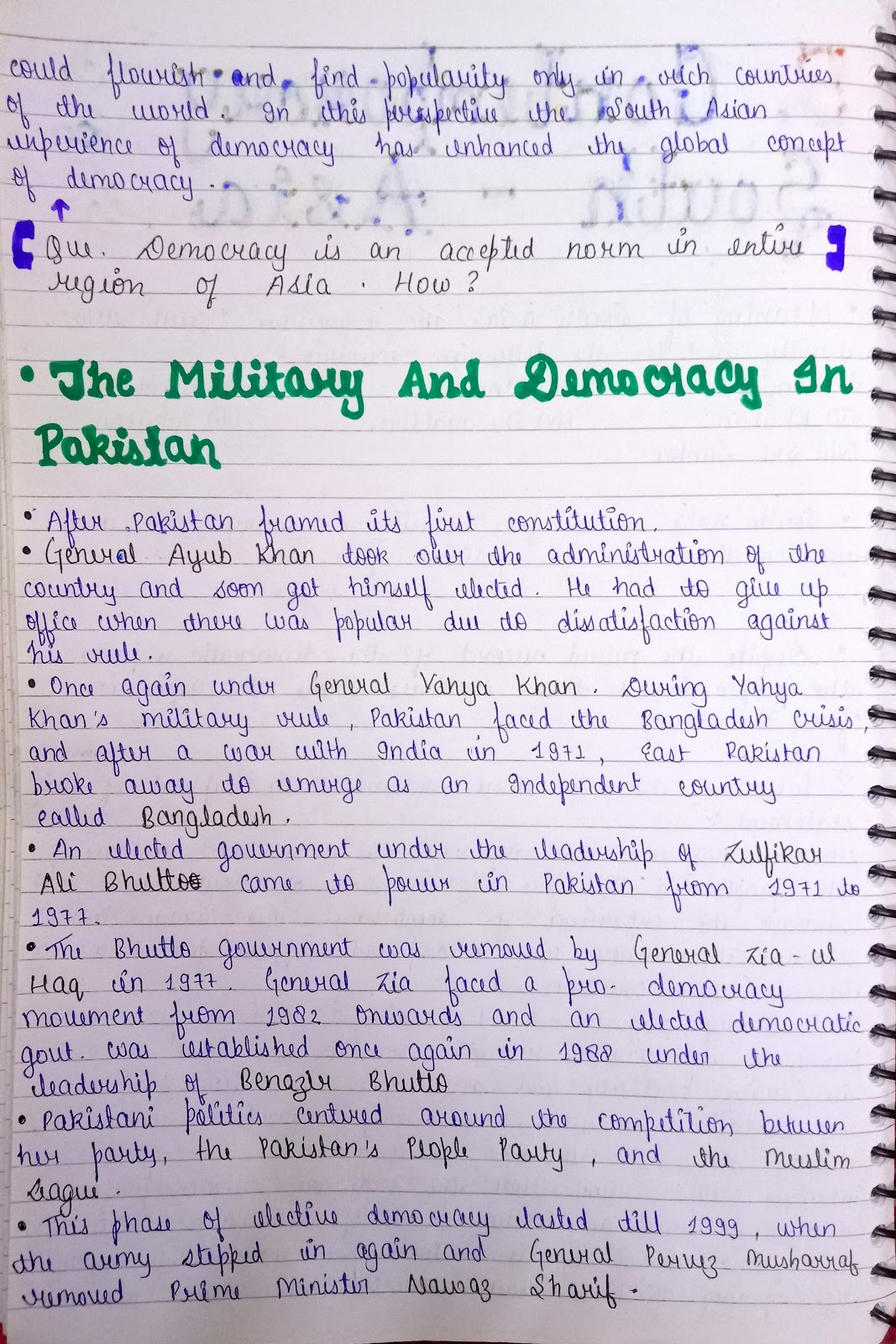 handwritten notes of Contemporary South Asia [political science] class ...