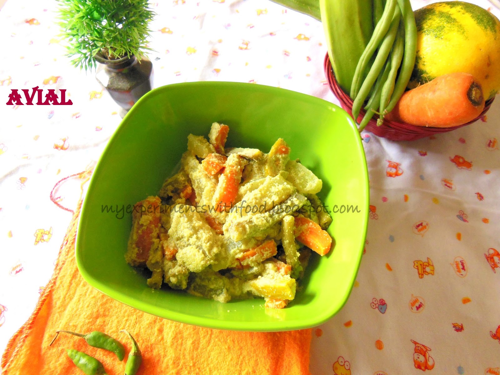 My Experiments With Food: Avial- Vegetables in coconut and curd gravy...