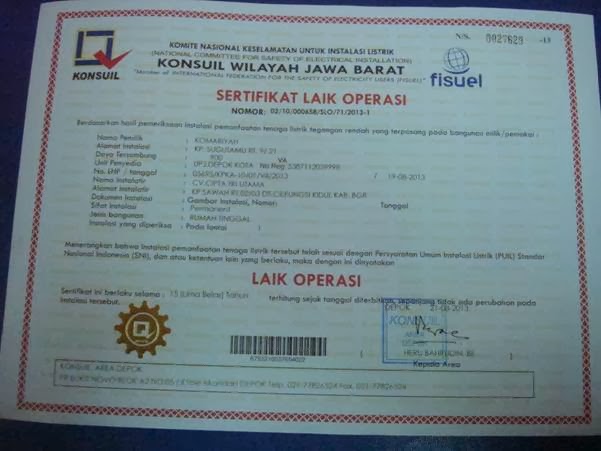 Sertifikat Laik Operasi (SLO) | PLN Rayon Sape