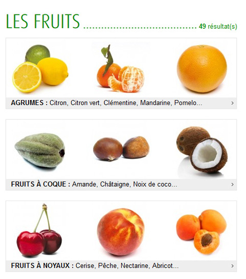 Autour de la gastronomie: Les fiches des fruits et légumes