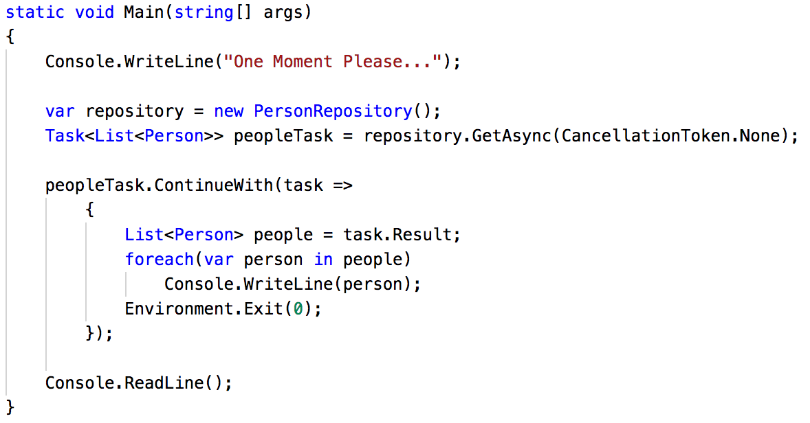 Jeremy Bytes: Using Task with .NET Core 2.0 (Success, Error, Cancellation)