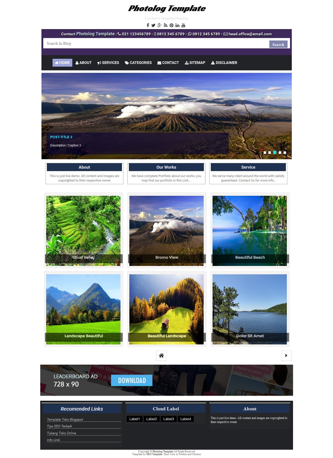2 Template Gratis Blogspot Gallery Style SEO Friendly