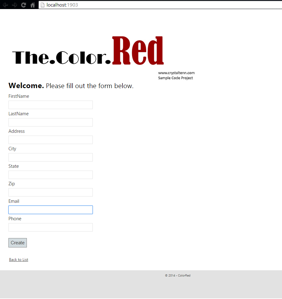 Code Project: "The ColorRed" Designed C# Form ~ Crystal Tenn