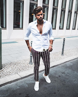 12 evergreen vertical striped outfit for men - LIFESTYLENUTS