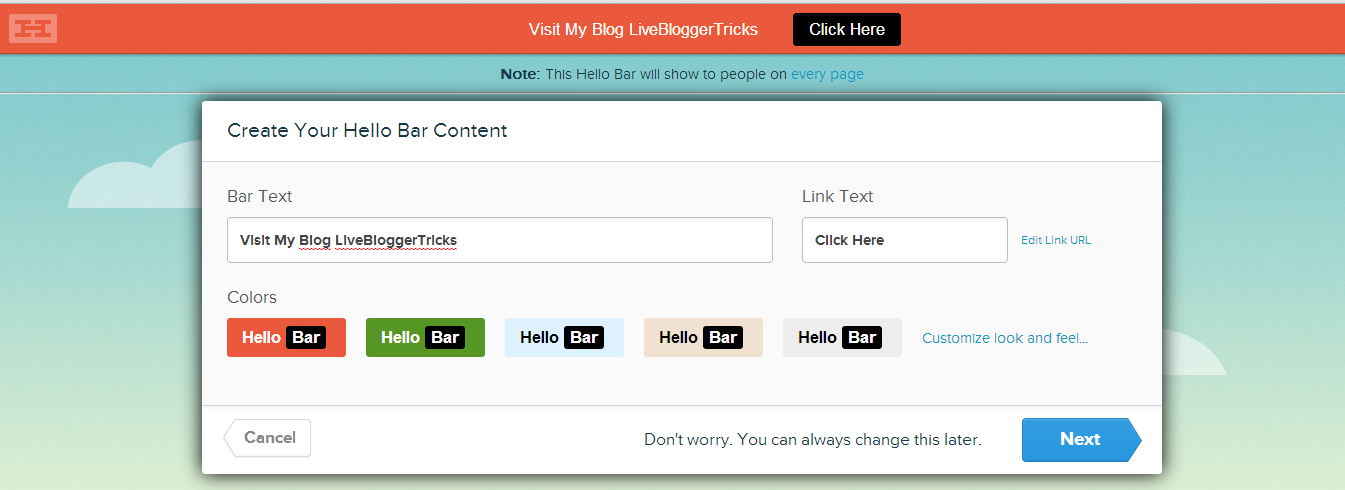 How to Add Floating Hello Bar to Blogger ~ LiveBloggerTricks | Blogger ...