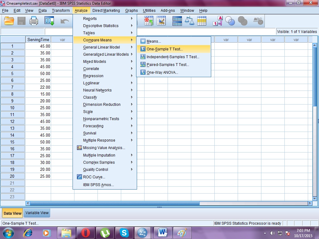 SPSS Online Training: ONE SAMPLE T-TEST USING SPSS