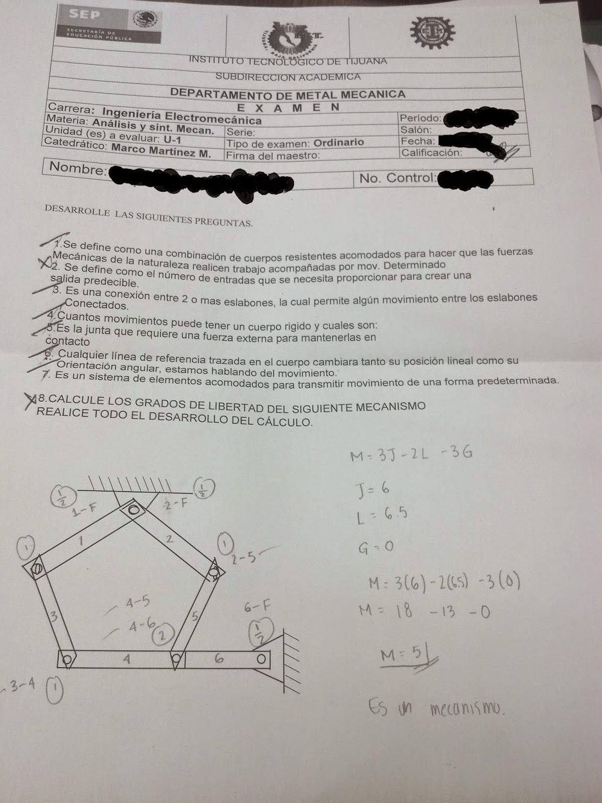 Examenes IEM para estudiar: Analisis y sint. de mecanismos (Marco ...