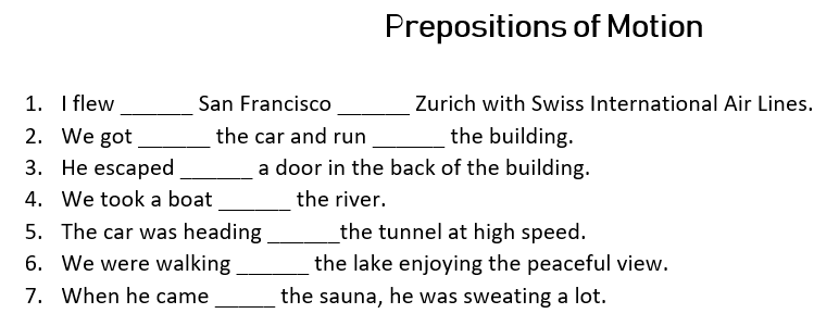 Prepositions of Motion