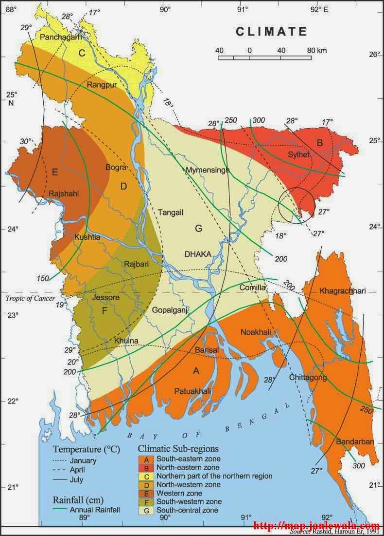 Bangladesh Climate Rainfall and Temperature Map