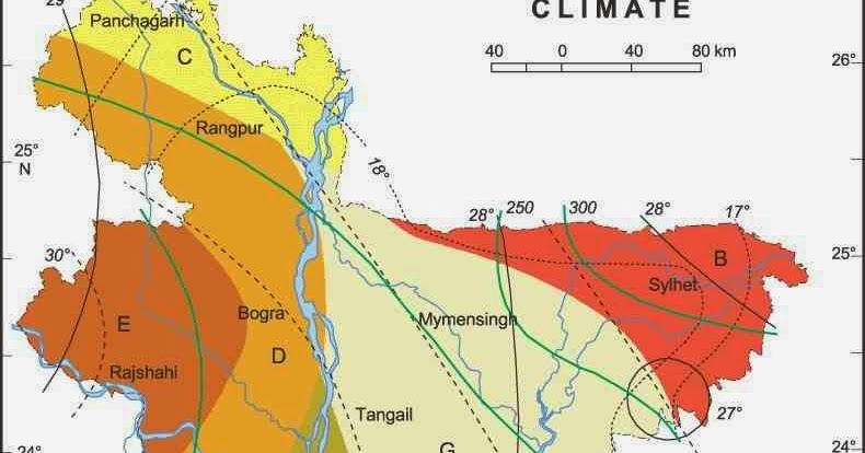 Bangladesh Climate Rainfall and Temperature Map