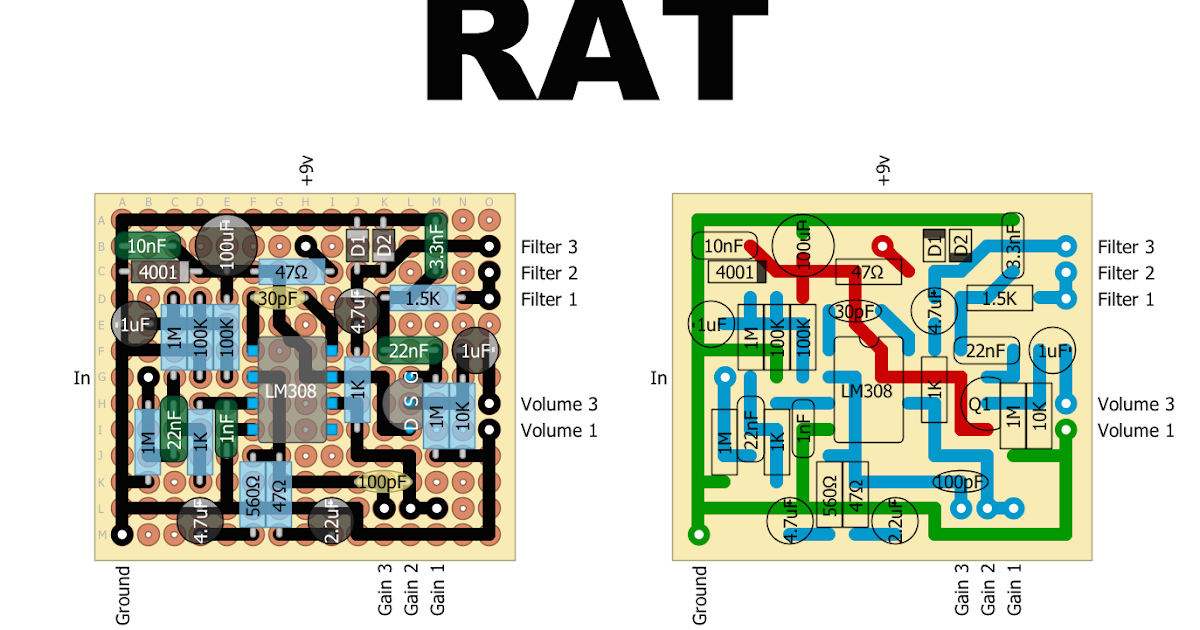 Perf and PCB Effects Layouts: ProCo RAT ('86 version)