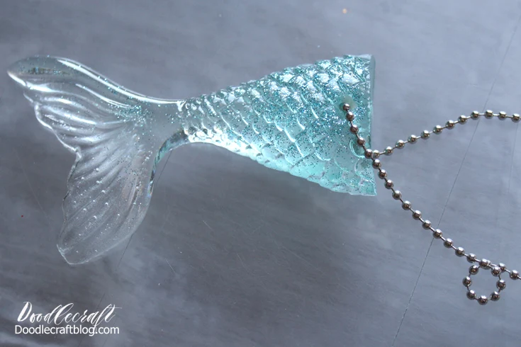 Glitter Mermaid Tail Resin Keychains DIY