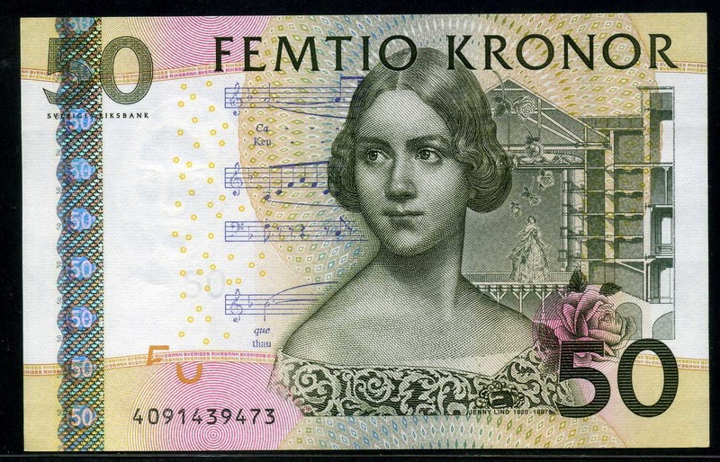Sweden paper money 50 Kronor banknote 2004 Jenny Lind|World Banknotes ...