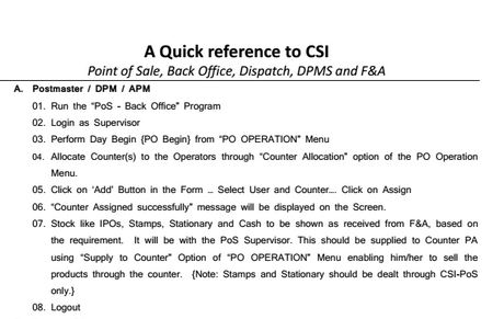 Ready Reckoner for CSI - Core System Integrator ~ India Posts' Retired ...