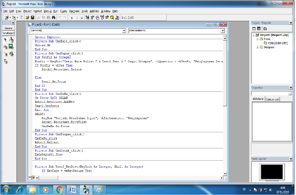 Coding Simpan Edit Hapus Dan Pencarian Data Vb6 Mysql Andi Niel Blog