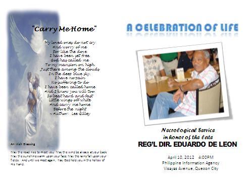 Philippine Information Agency: GOODBYE SIR ED DE LEON.... We will ...