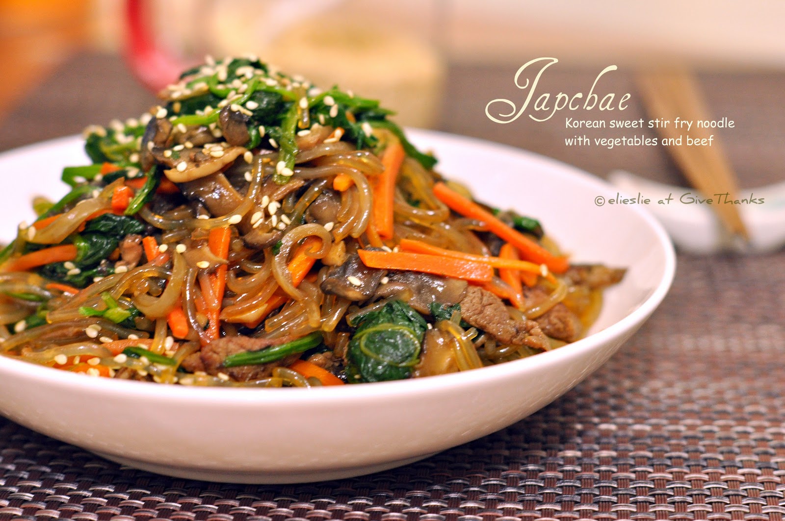 Give Thanks: Japchae - Korean Sweet Stir Fried Noodle with Vegetables ...