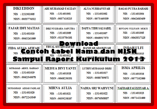 Contoh Label Nama Dan NISN Untuk Sampul Raport Kurikulum 2013 Terbaru ...