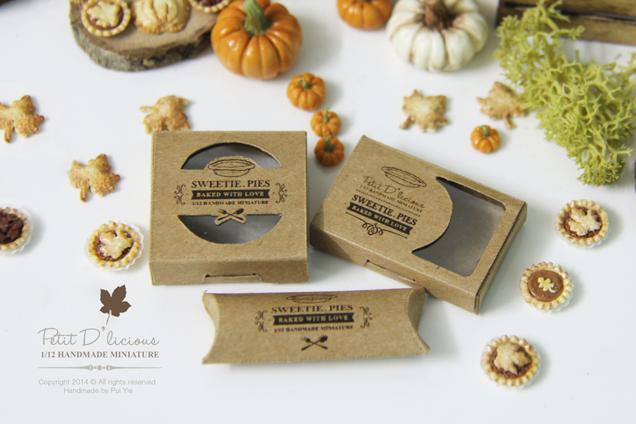 Petit D' Licious: Dollhouse Miniature Sweetie Pies BoxesPackaging Boxes