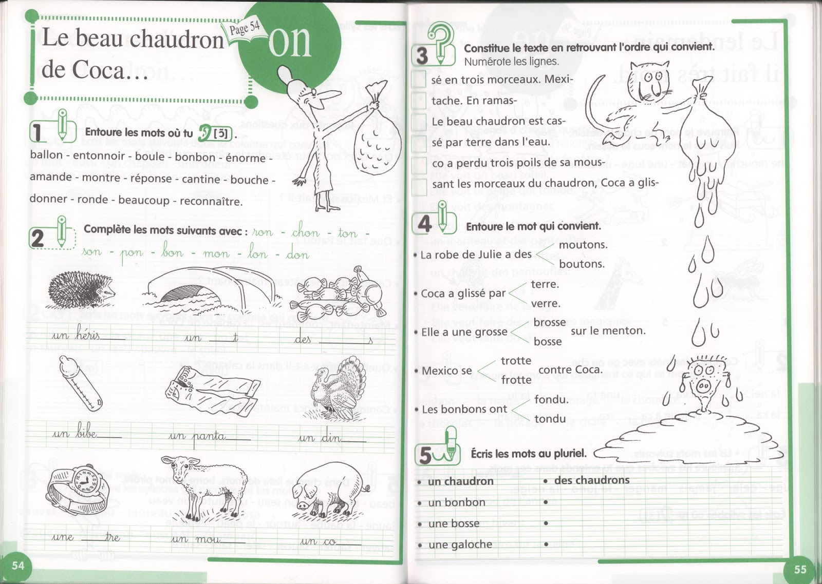 école : références: Lair, Turgis, Tillard, Dame Coca, Lecture CP, cahier d'exercices (1993)