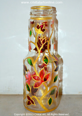 Cristal Art Blog: Floral Pattern Glass Painting on Bottle