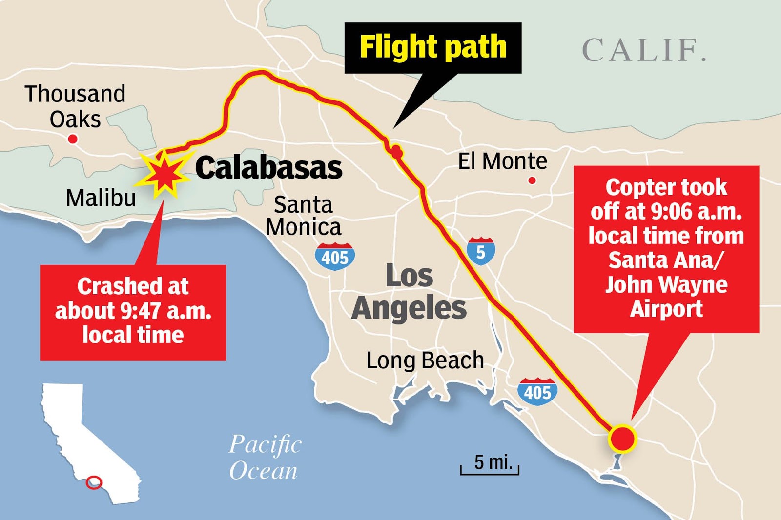 Maps of Kobe's Helicopter Flight Path, Air Traffic Control & Weather