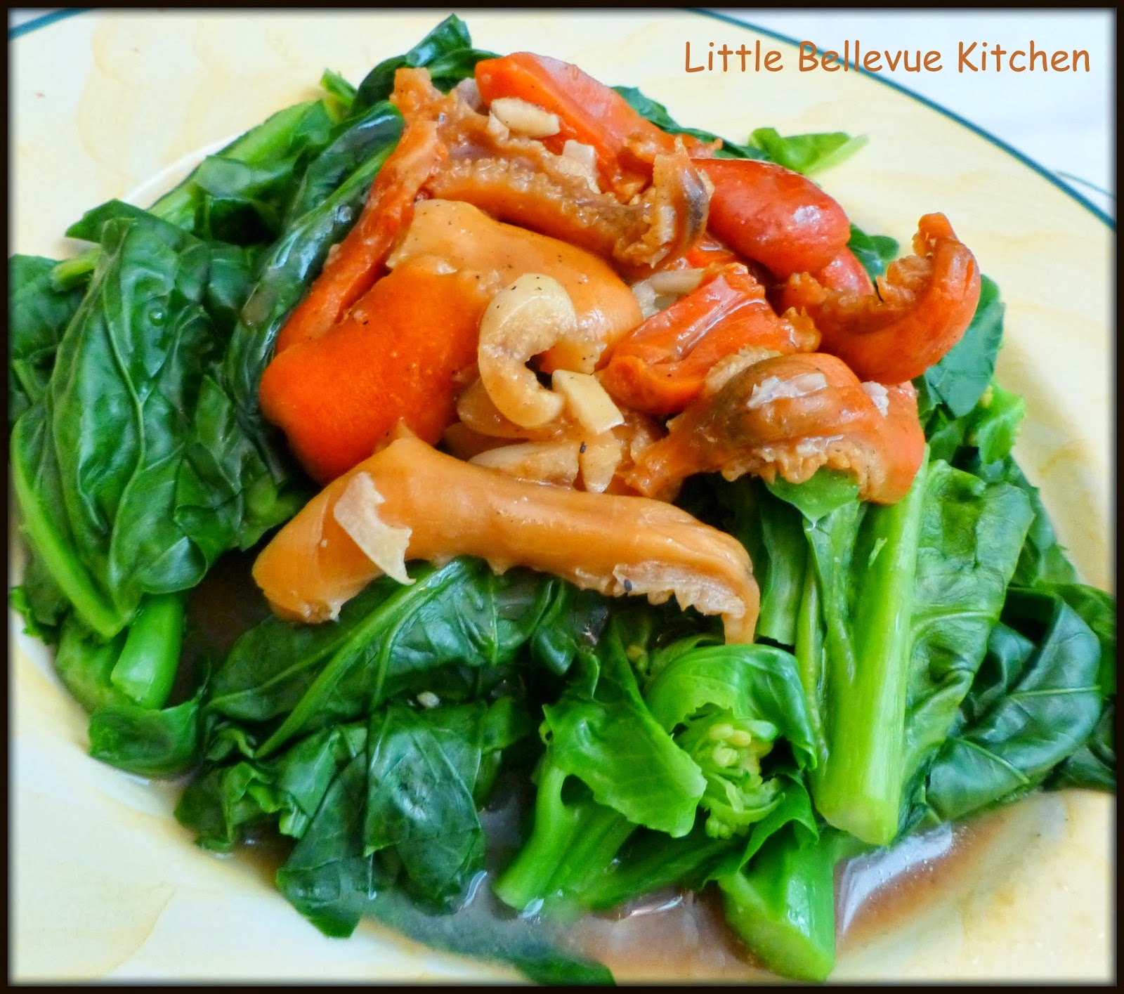 Little Bellevue Kitchen: Blanched Gailan with Propeller Clam