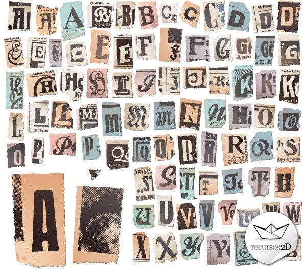 Letras de Periódico recortadas en vector (Vector Newspaper Letters ...