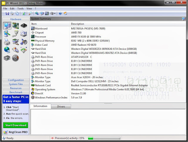 บุญมี บุญมีมา: โปรเเกรมเเสดงรายละเอียดอุปกรณ์คอมพิวเตอร์ PC-Wizard
