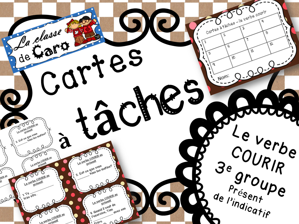 la classe de caro.: Cartes à tâches - verbe COURIR - Présent de l'indicatif