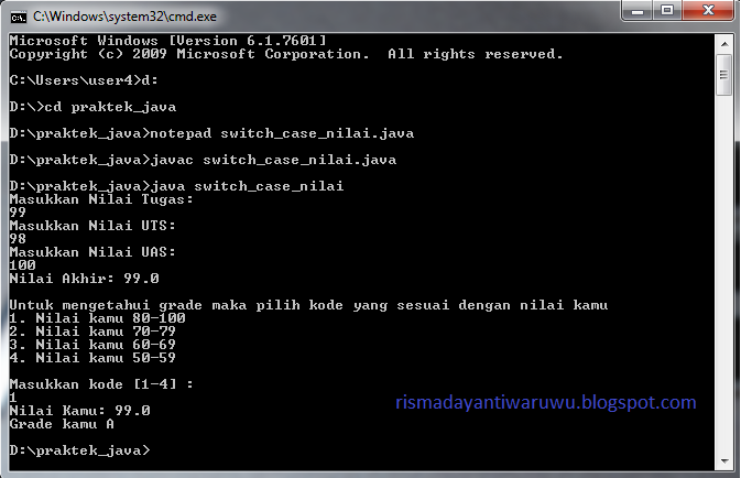 Contoh Program Percabangan Java if, else-if, if-else, dan Switch - Materi JAVA