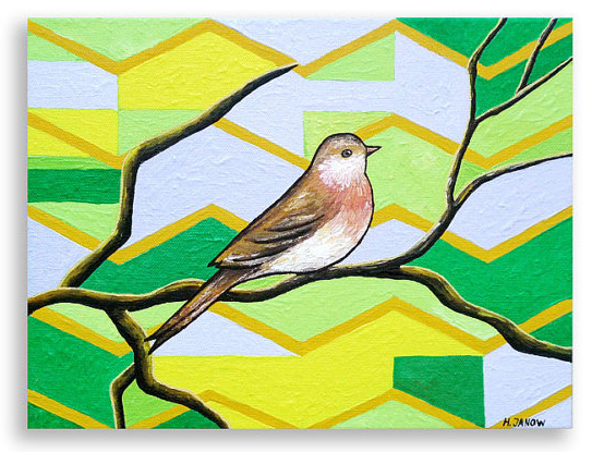 Bird and Chevron..... Canvas Wall Art