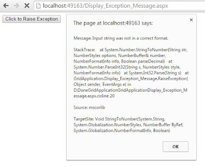 How to Display Exception Message in Asp.Net - D365 F&O Solutions