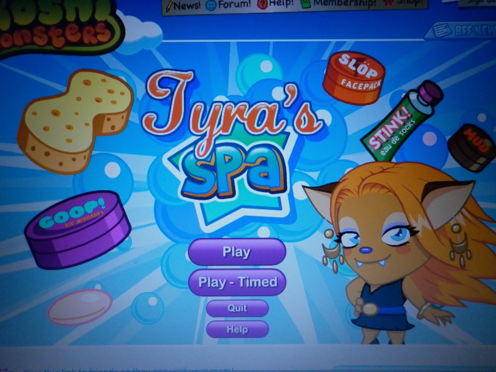 Zommers' Moshi monsters cheatz: Tyras' spa game!!