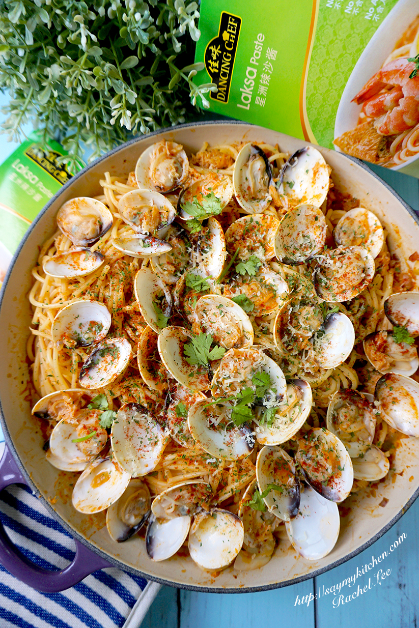 Say My Kitchen: Laksa Pasta with White Clams & Crabmeat 叻沙意粉