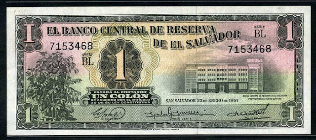El Salvador currency 1 Colon banknote 1957|World Banknotes & Coins ...