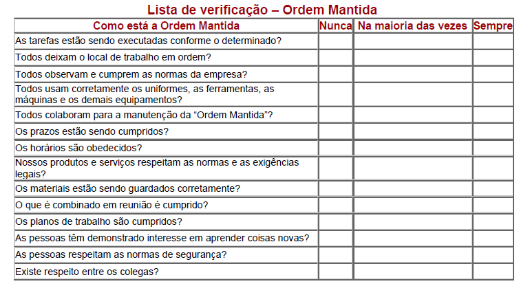 LISTA DE VERIFICAÇÃO SIMPLES OU CHECK LIST | PRODUÇÃO INDUSTRIAL E ...