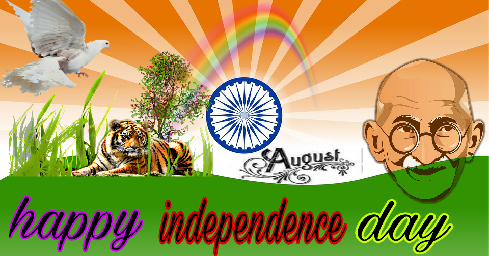 Illustrate independence day with national animal tiger with text of ...