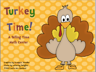 Life in First Grade: Turkey Time! A Telling Time Math Center...TPT!