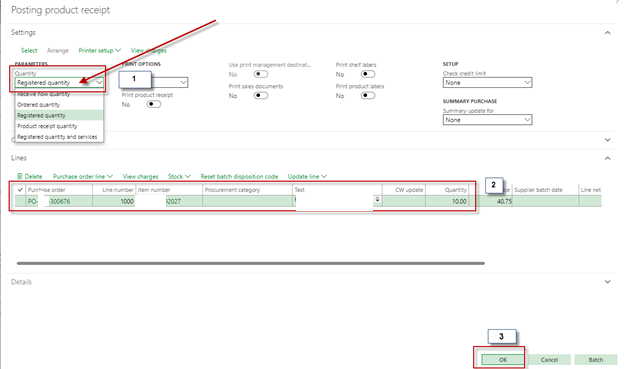 Posting Partial Product Receipt and Invoice in D365FO Purchase Orders