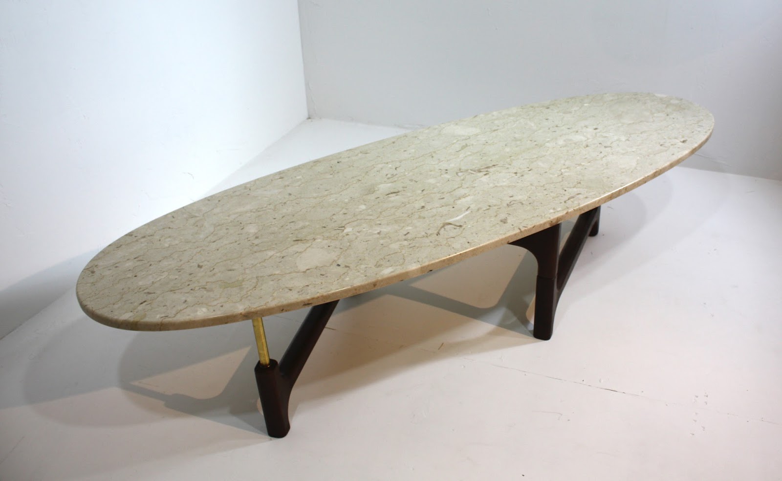 Space 20th Century Modern: 66" marble surfboard cocktail table with zig ...